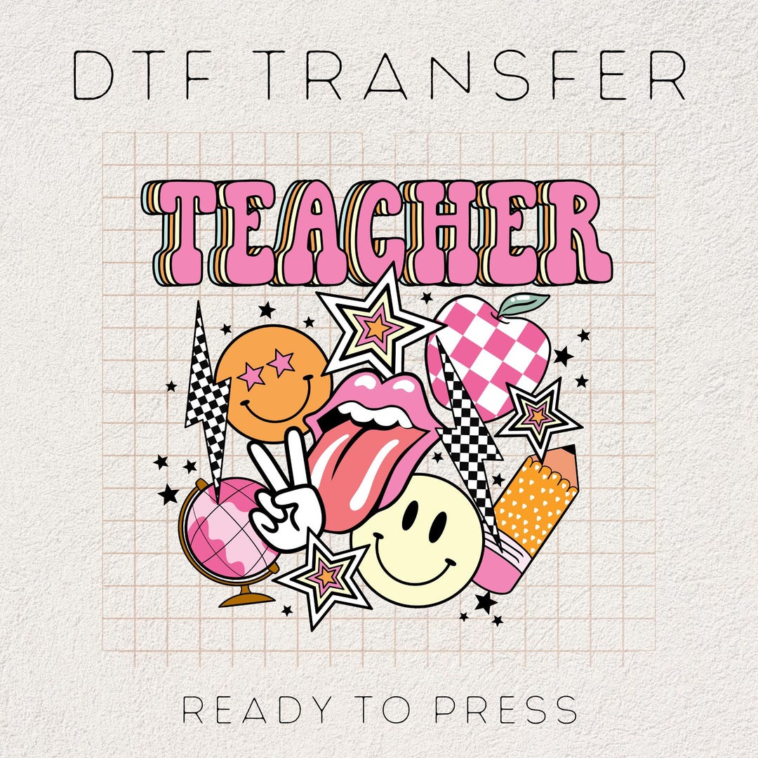 Retro Teacher DTF Transfer | Teachers Screen Print Transfer, Art ...
