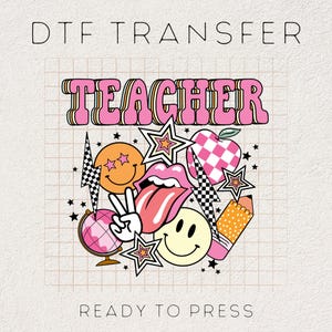 Retro Teacher DTF Transfer | Teachers Screen Print Transfer, Art ...