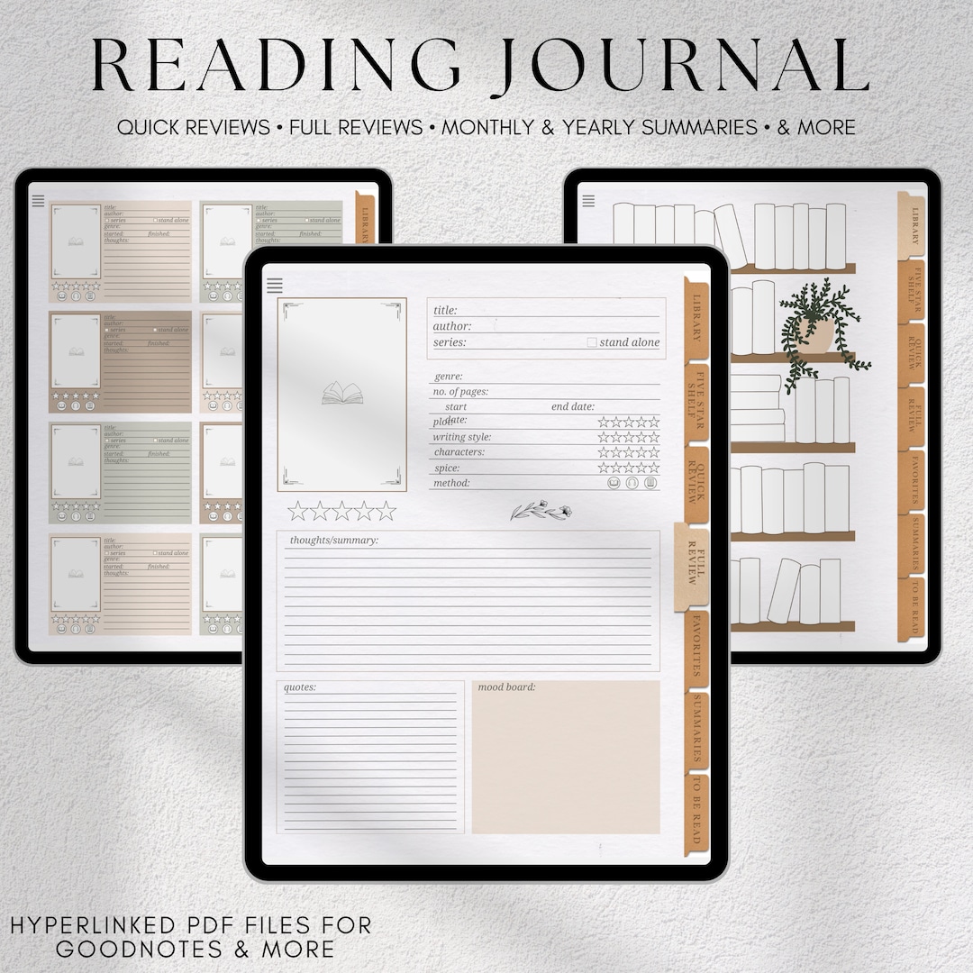 The Reading Journal | Digital Book Journal, Book Planner, Reading ...