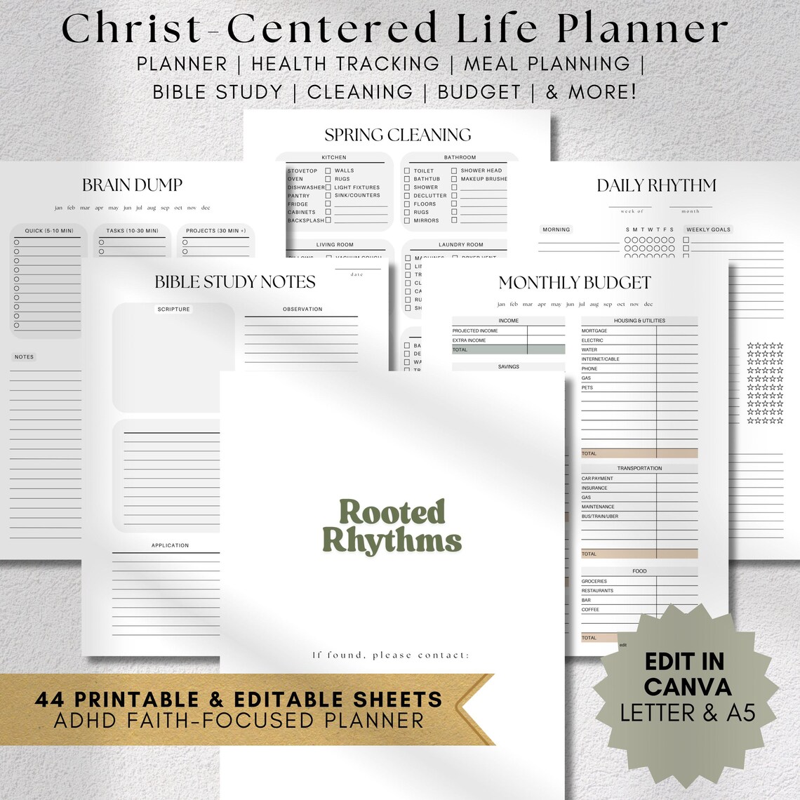 Rooted Rhythms Christian Printable Life Planner | Christian Everything ...