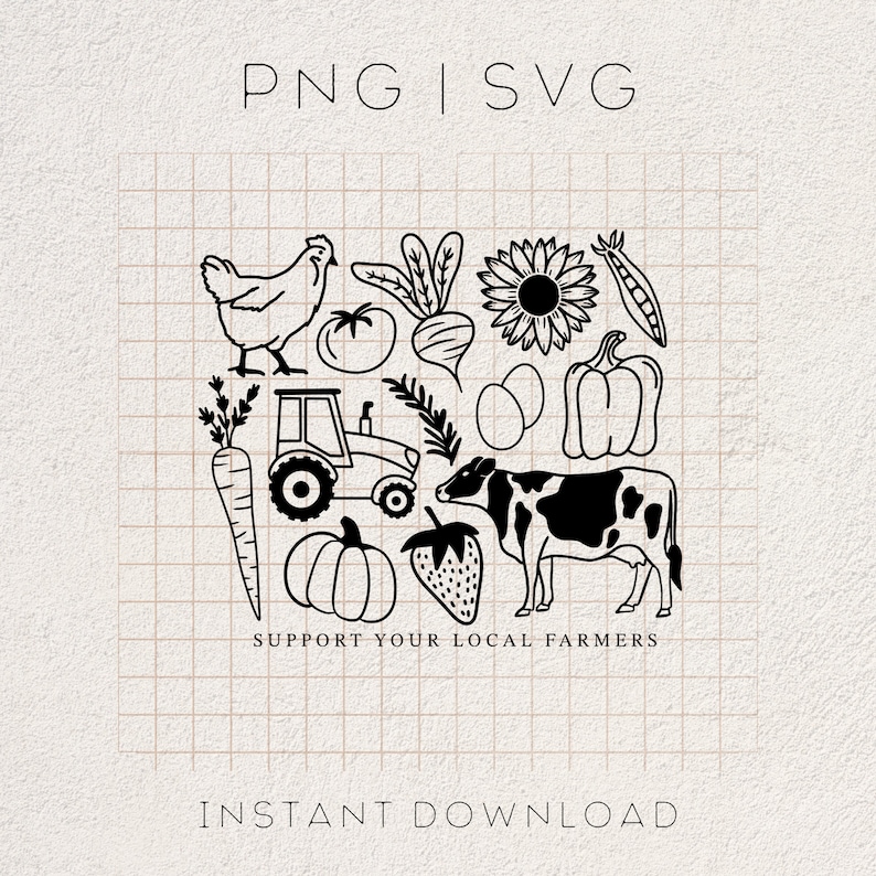 Support Your Local Farmers SVG | Farmers Market Svg, Farm Doodles, Farm ...