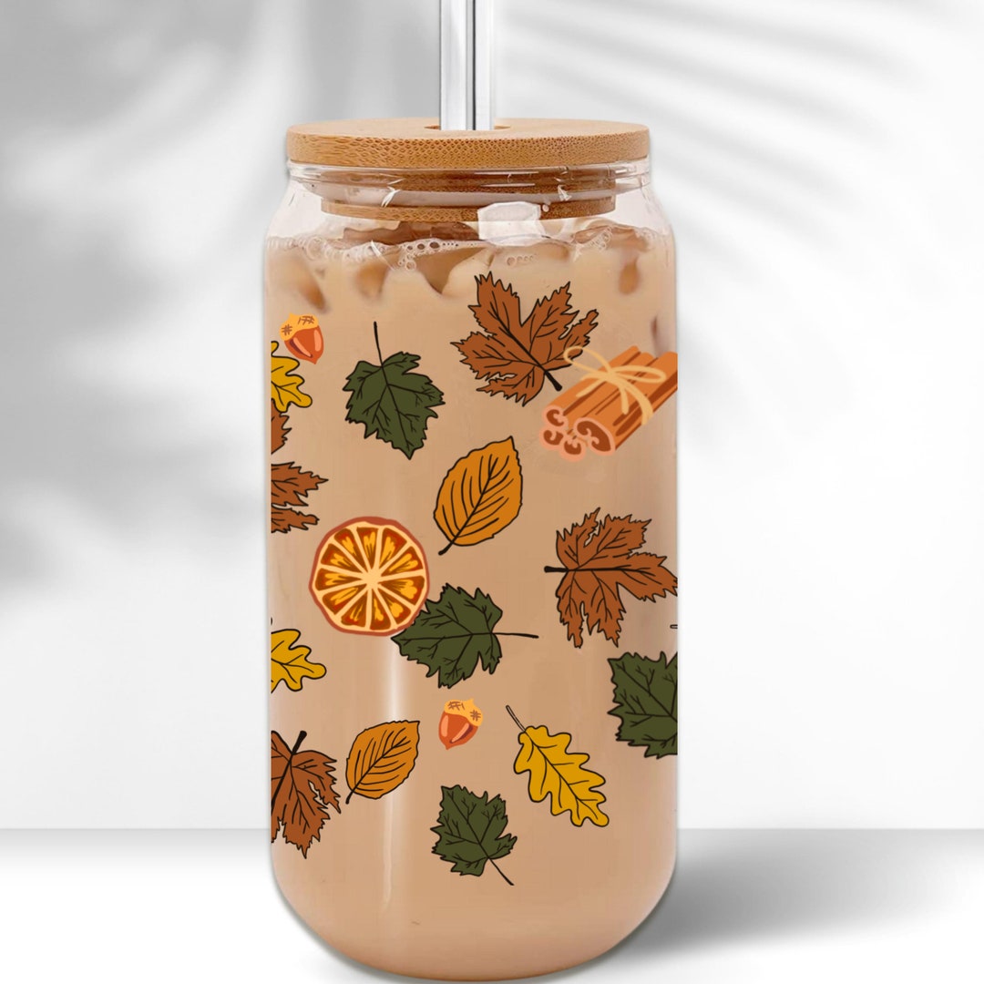 Fall Cup PNG | Fall Leaves Cup, Glass Cup Sublimation, Fall Sublimation ...