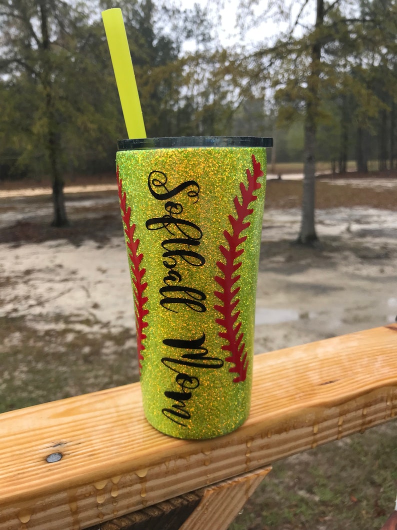Softball Mom Tumbler Glitter Tumbler Glitter Yeti Glitter | Etsy