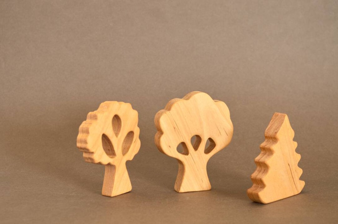 Plain Design Wooden Trees Figurines Toys Toddler - Etsy