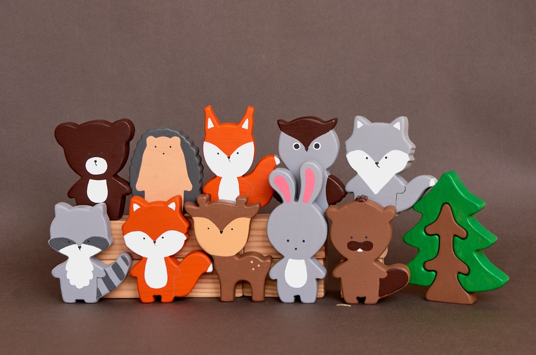 Simple Design Open-ended Plays Wooden Woodland Forest Animals Toys ...