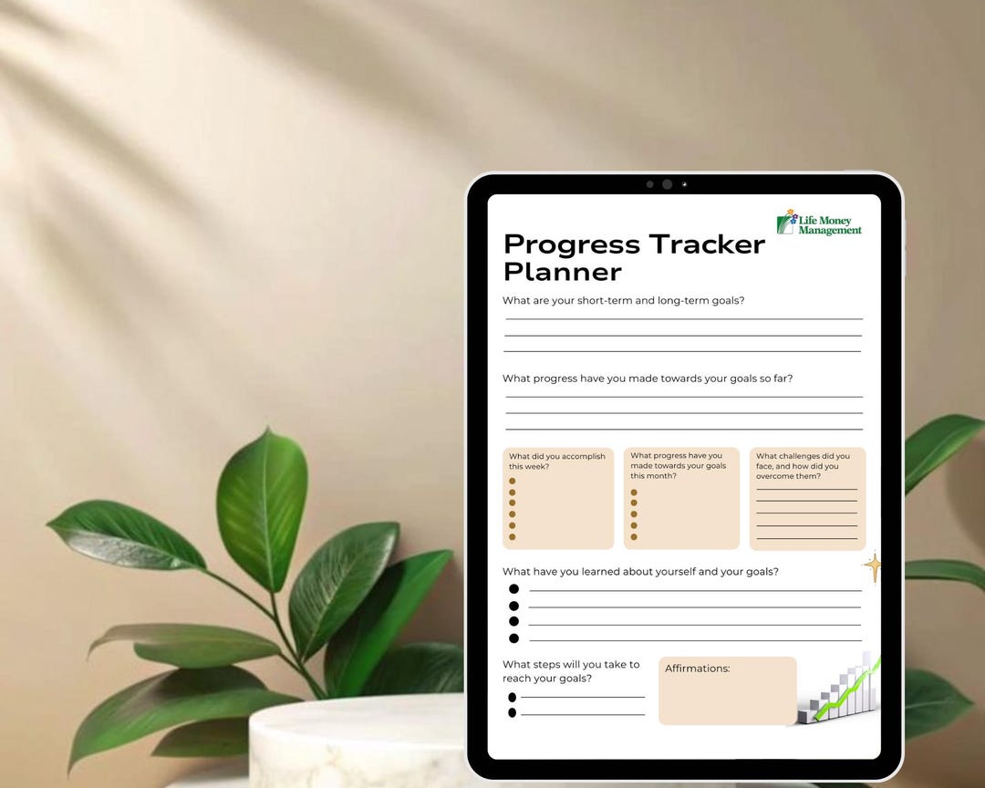 Progress Tracker Planner PDF, Organized Progress Journal for Personal ...