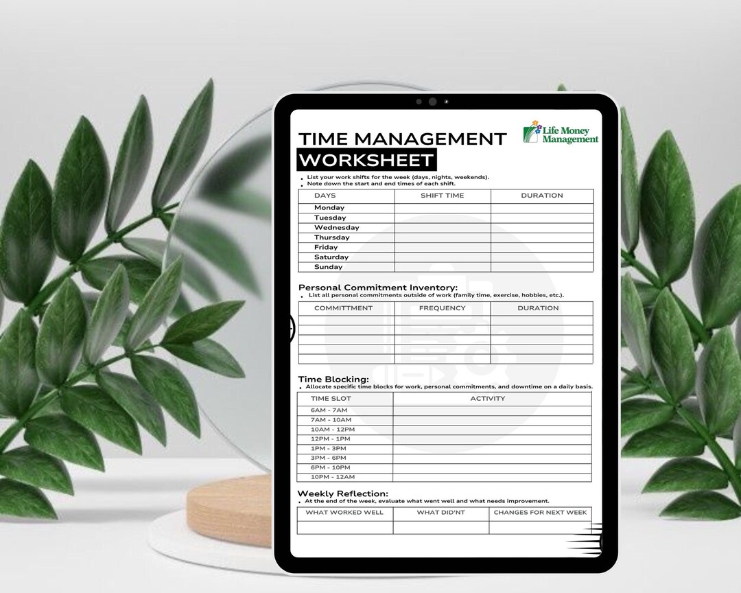 Time Management Worksheet - Printable Planner for Effective Time ...