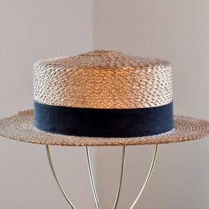 Vintage Mens Straw Boater Hat With Ribbon and Bow - Etsy