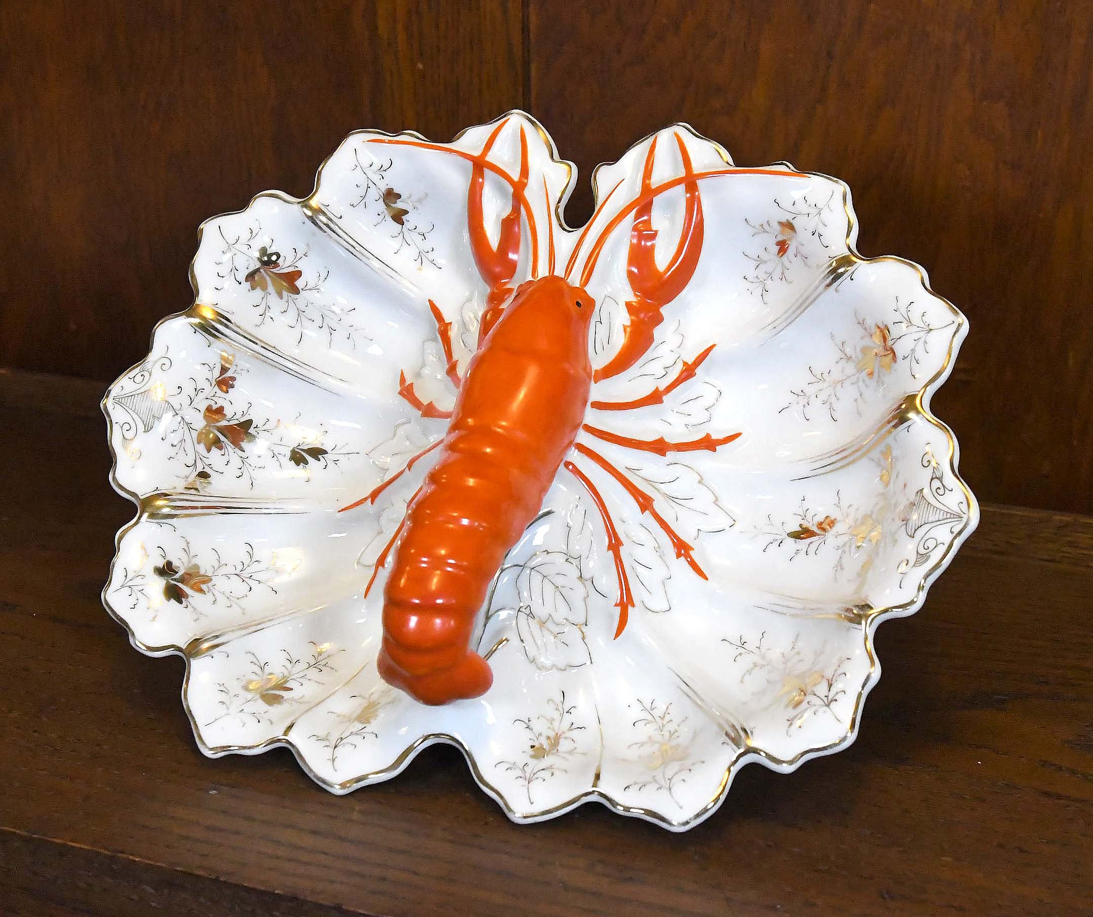 Large Victorian Porcelain Vintage Figural Lobster Serving Platter Made ...
