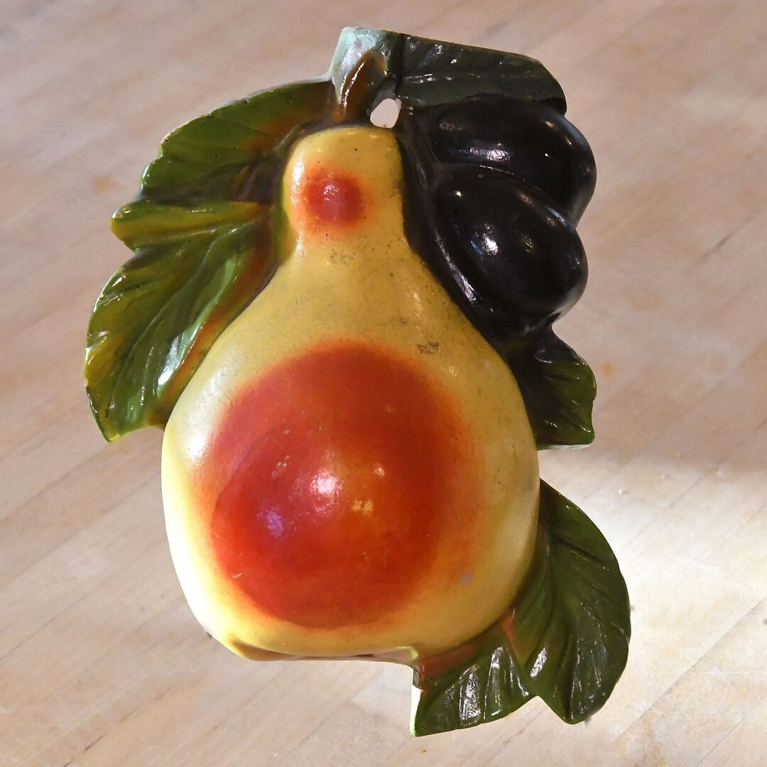 Vintage Chalkware Pear and Fruit Kitchen Wall Mount String Holder - Etsy