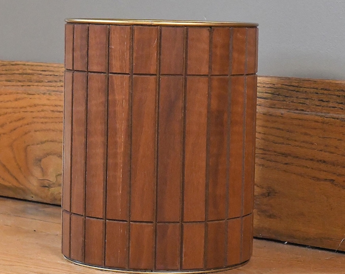 MCM Ransburg Walnut Wood Slat Garbage Trash Can Wastebasket - Etsy