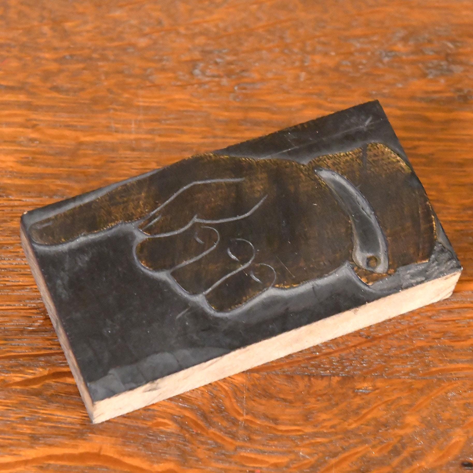 Large Vintage Wood Letterpress Type Printers Blocks Hand Pointing to ...