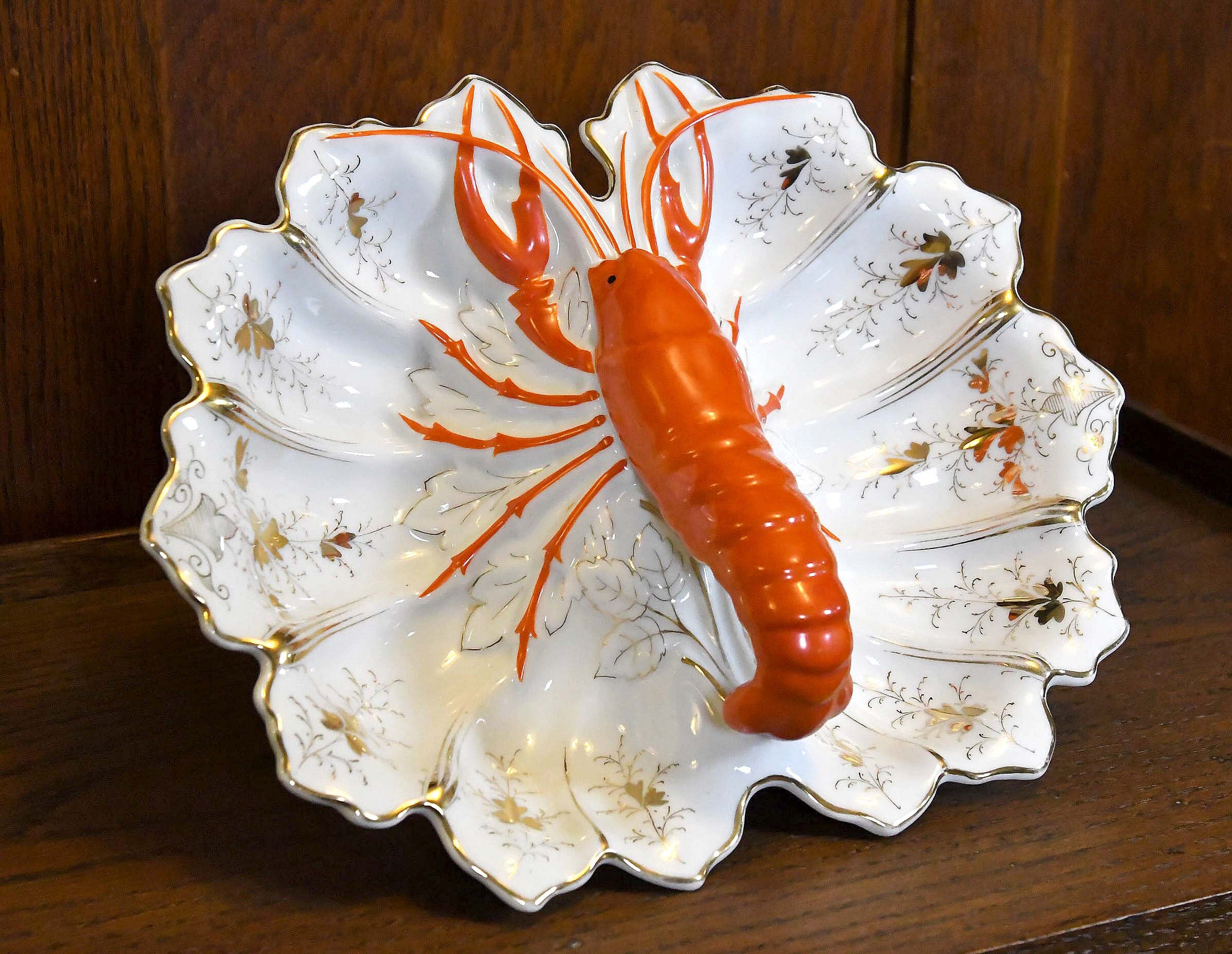 Large Victorian Porcelain Vintage Figural Lobster Serving Platter Made ...