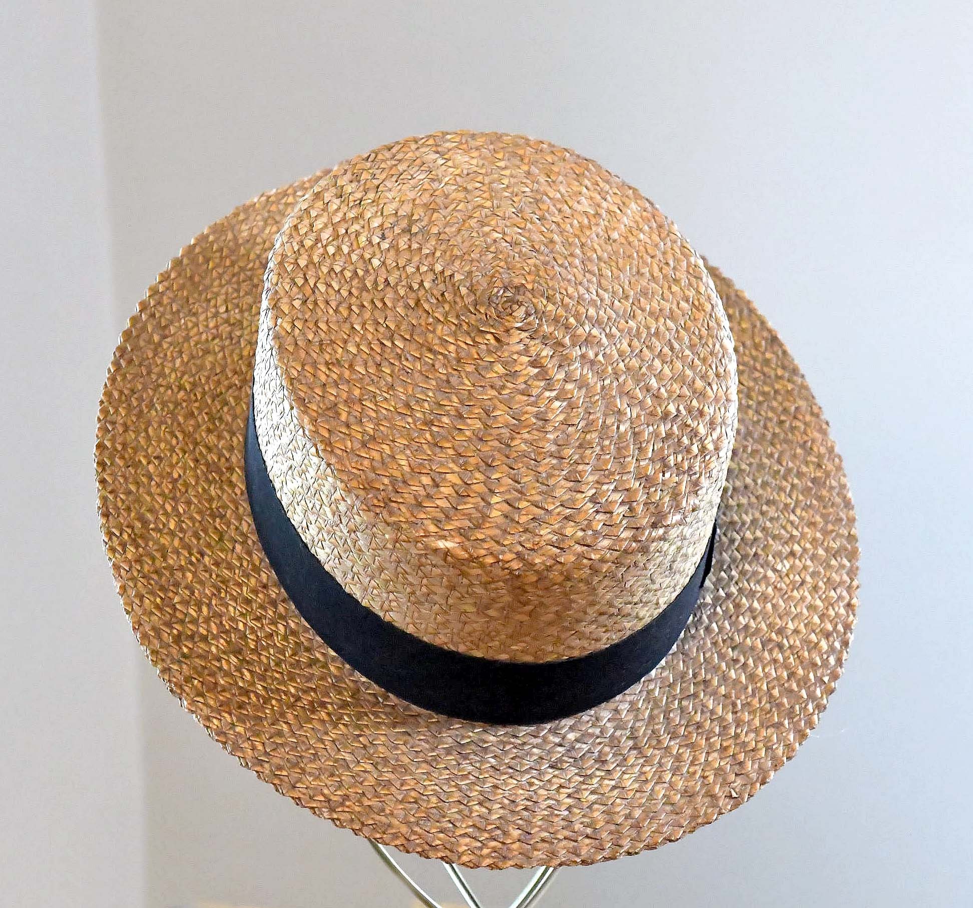 Vintage Mens Straw Boater Hat With Ribbon and Bow - Etsy