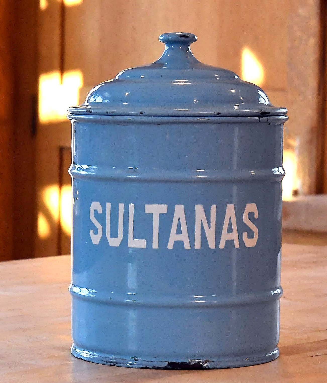 Vintage European Enamelware Sultanas "raisins" Container With Lid in ...