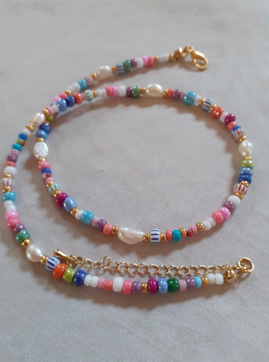 Colourful Bead and Pearl Necklace Beaded Necklace Beaded - Etsy
