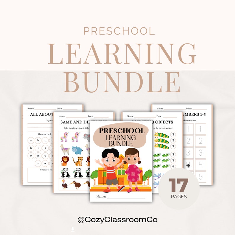 Preschool Pre-k + Kindergarten Learning Bundle, Shapes, Colours ...