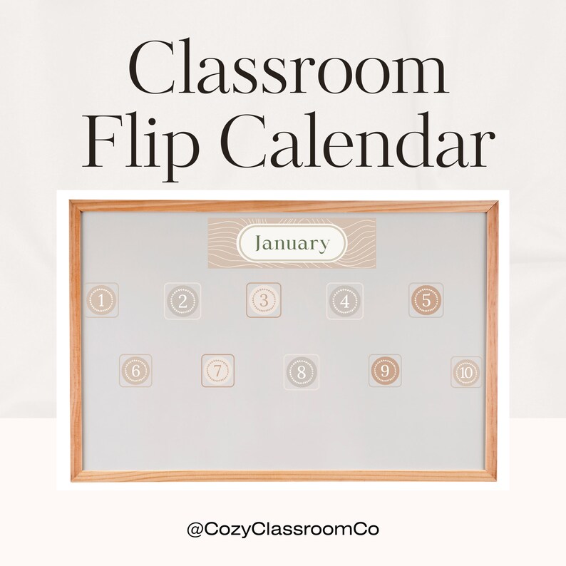 Classroom Calendar Display, Printable, Boho Neutral Design, Classroom ...