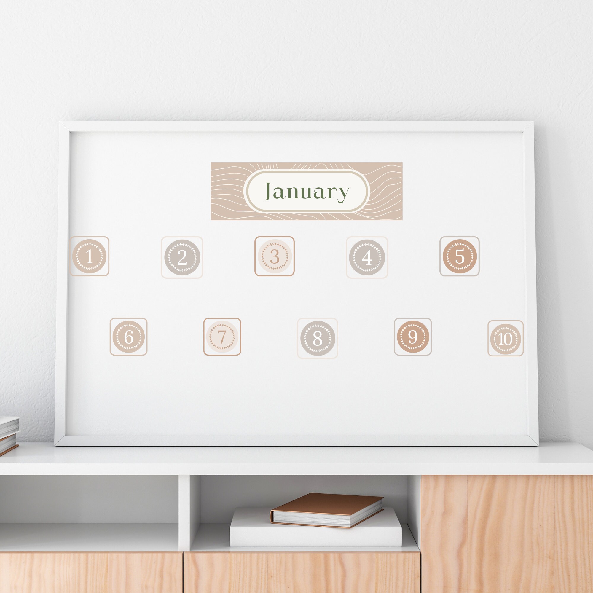 Classroom Calendar Display, Printable, Boho Neutral Design, Classroom ...