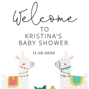 Editable Llama and Cacti Baby Shower Welcome Signs, Includes 4 Sizes ...