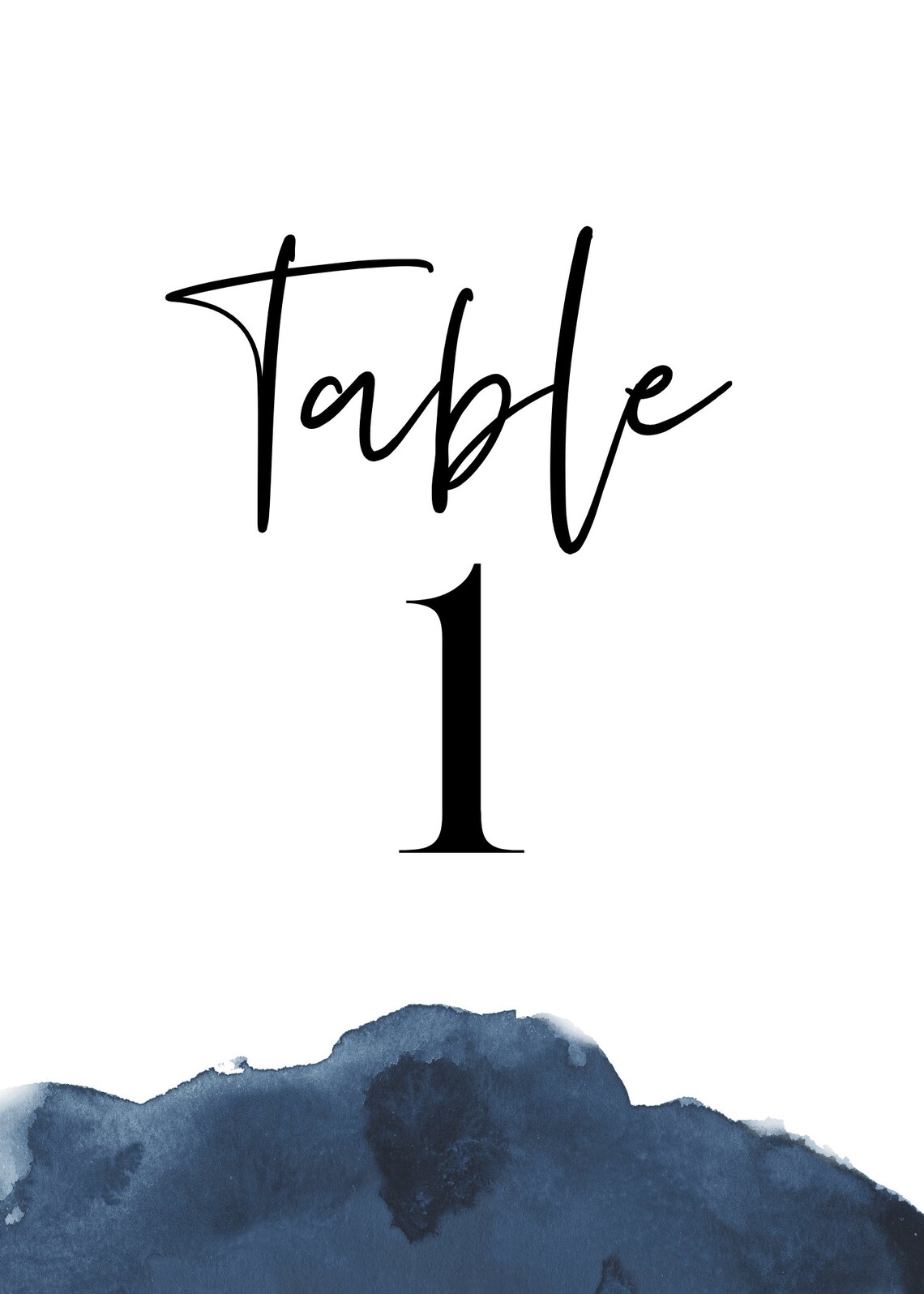 Editable Navy Watercolor Table Number Template Includes 2 | Etsy