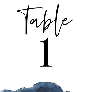 Editable Navy Watercolor Table Number Template, Includes 2 Sizes 5x7 ...