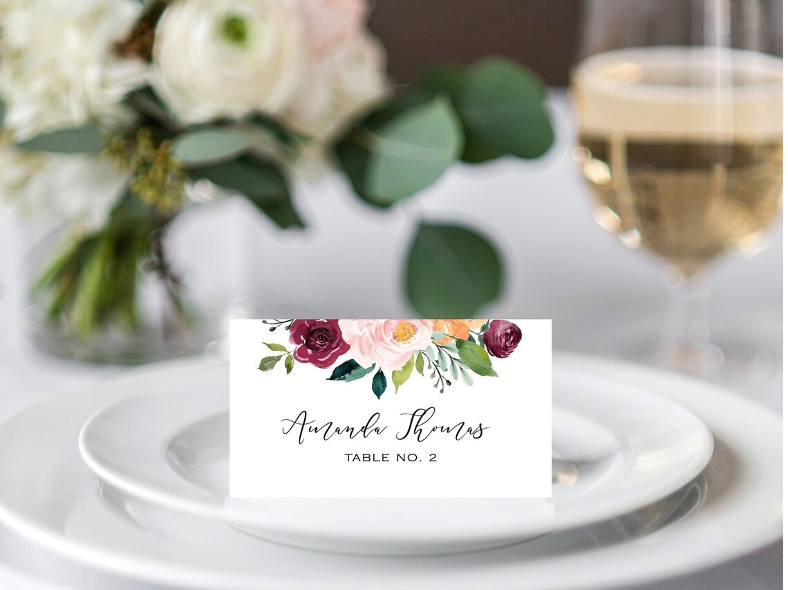 Editable Place Card Template Seating Cards Wedding Template - Etsy