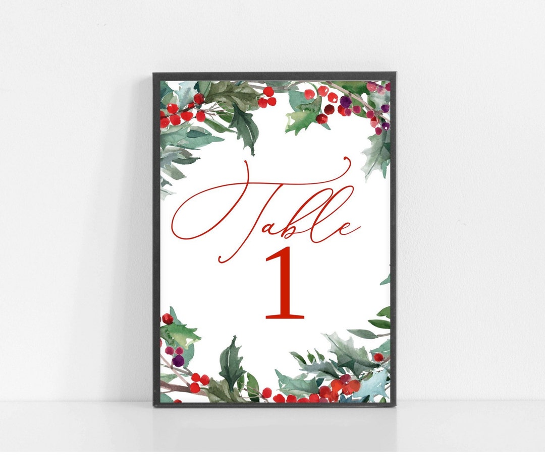 Editable Holiday Table Number Template, Includes 2 Sizes (5x7 & 4x6 ...