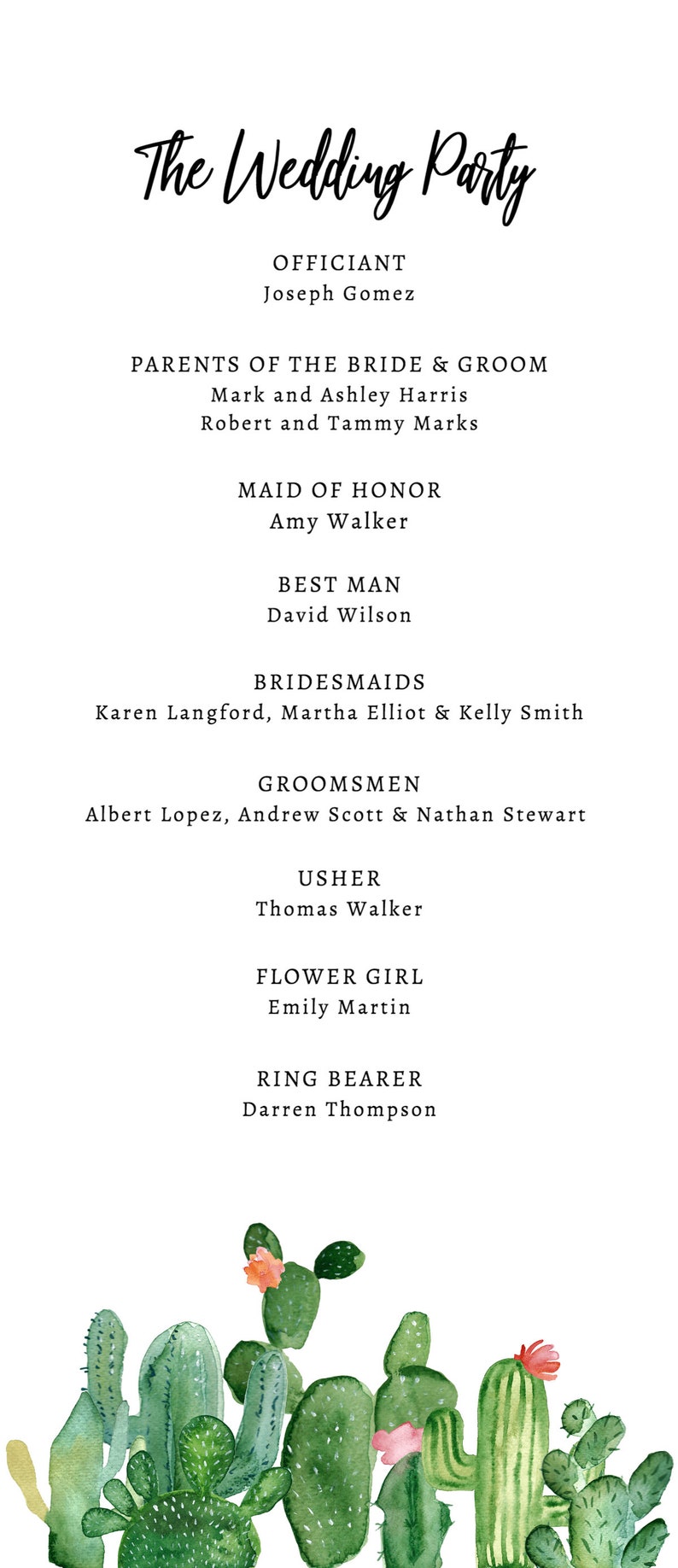 Editable Succulents Wedding Program Template Cacti Wedding - Etsy