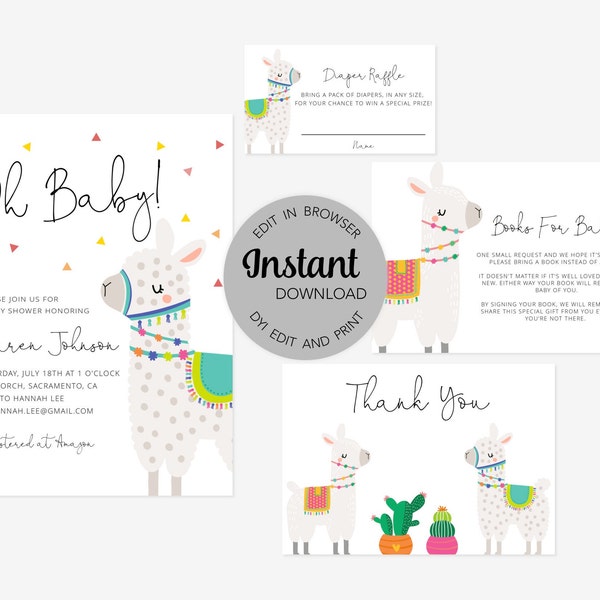 Llama Baby Shower - Etsy