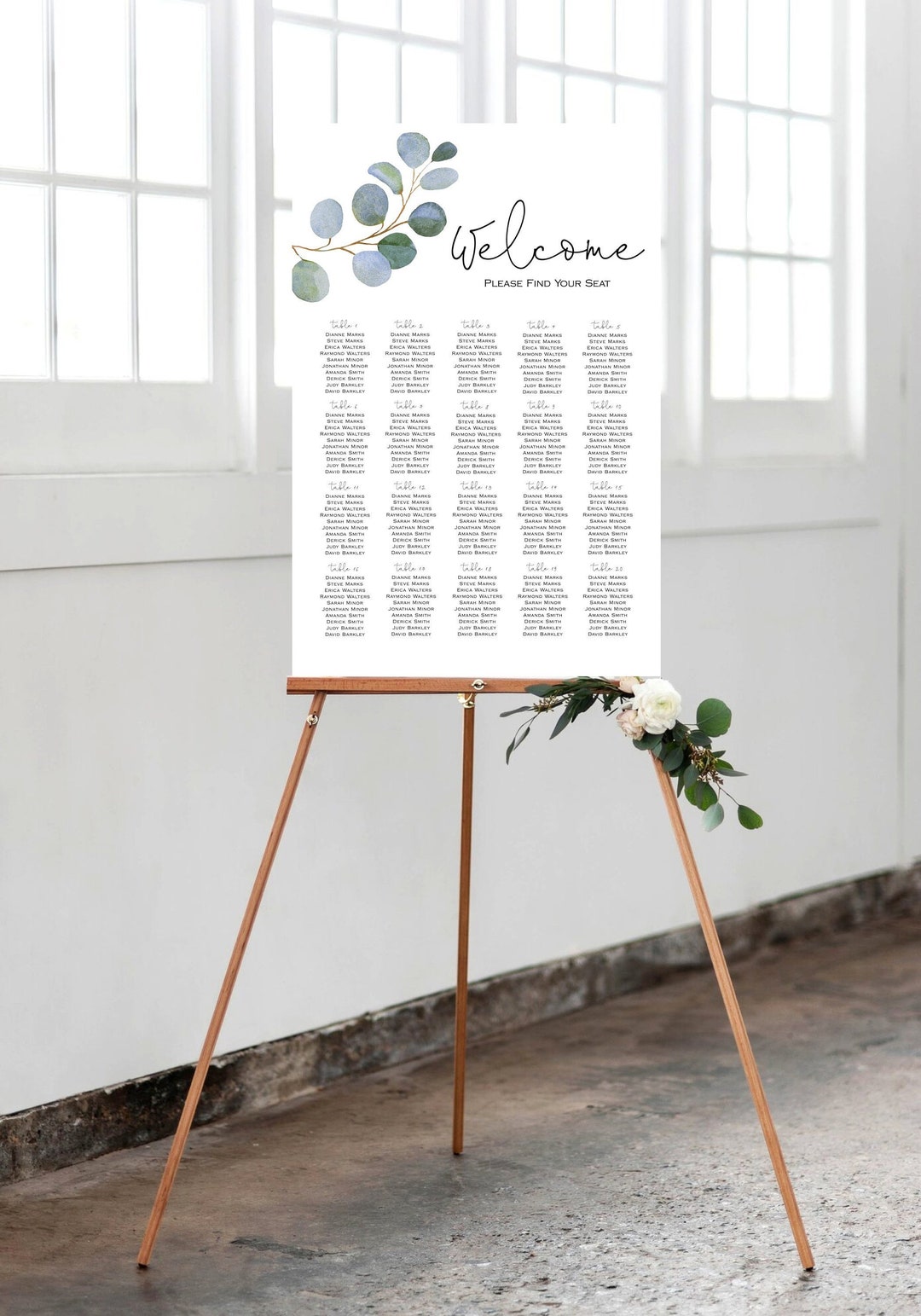 Editable Greenery Seating Chart, Includes 4 Table Sizes, Wedding Decor ...