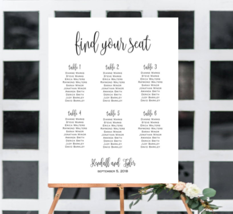 Editable Seating Chart Templates Includes 5 Table Sizes up - Etsy