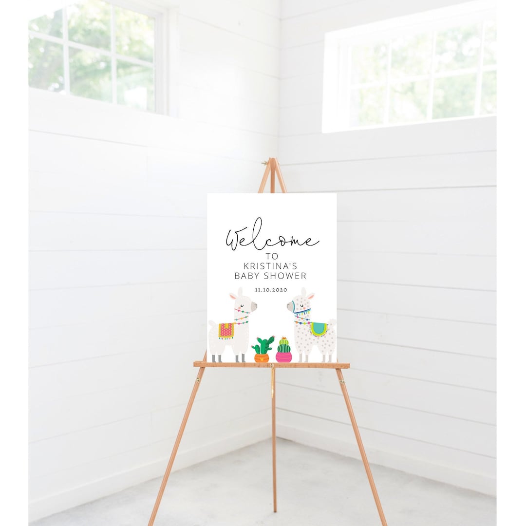 Editable Llama and Cacti Baby Shower Welcome Signs, Includes 4 Sizes ...