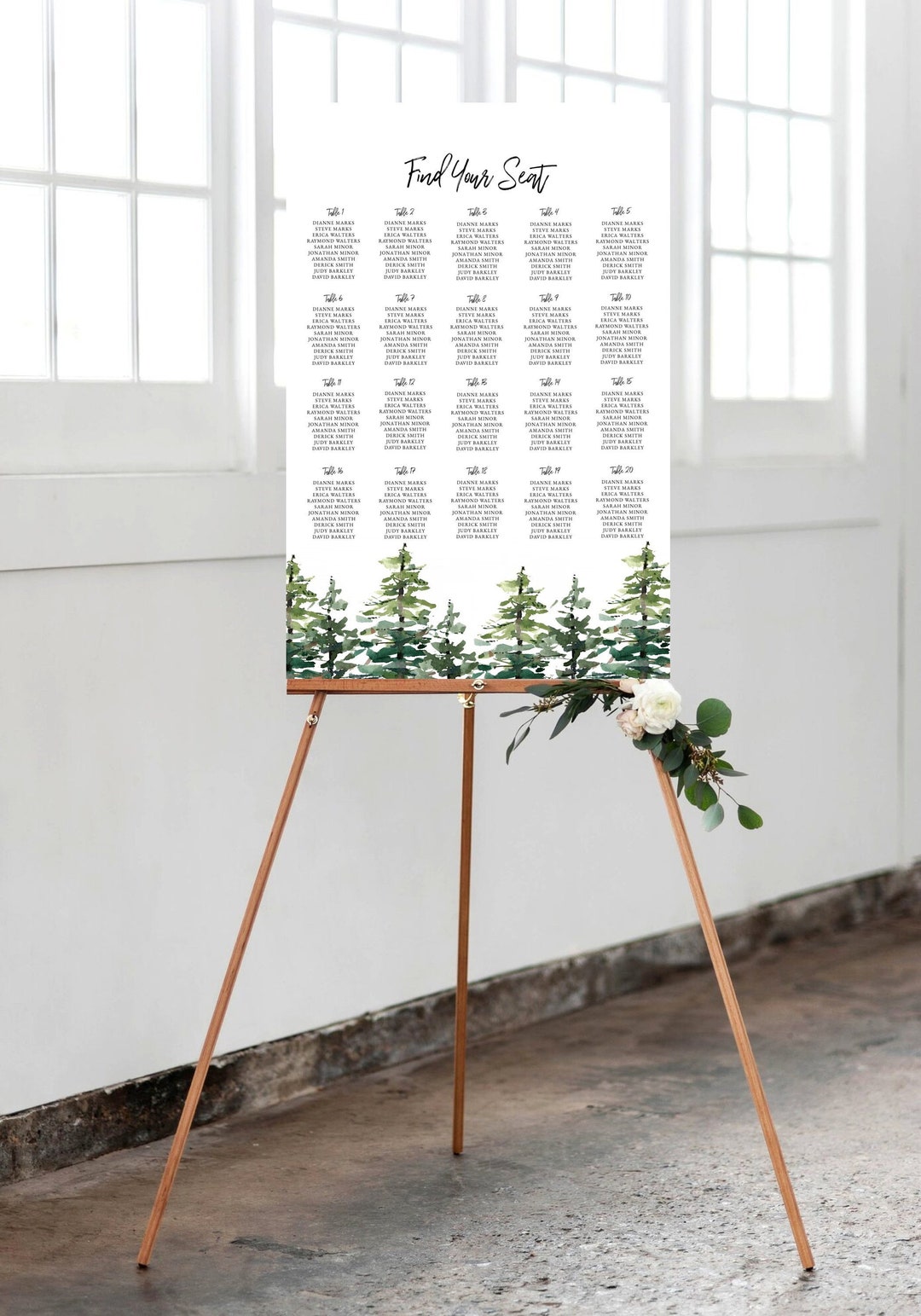 Editable Forest Seating Chart Templates, Includes 5 Table Sizes ...