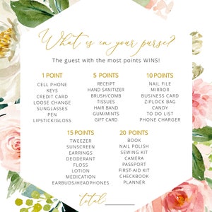 Editable Pink and White Floral What is in Your Purse Game - Etsy
