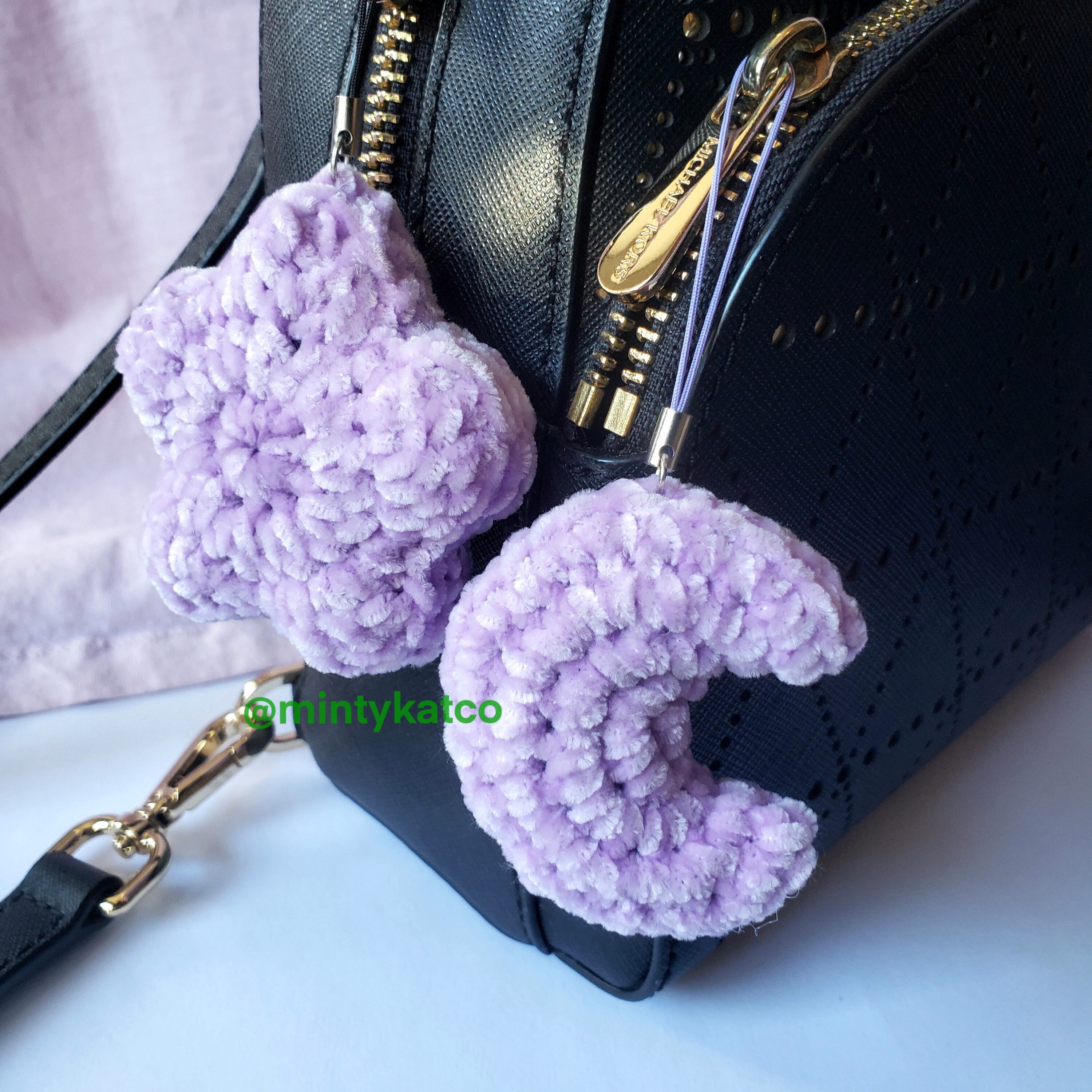 Mini Lilac Crochet Plush Keychains: Star / Moon - Etsy