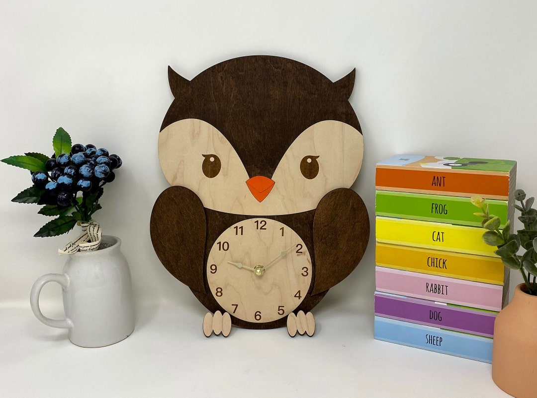 10" Owl Wall Clock, Nursery Woodland Décor - Etsy