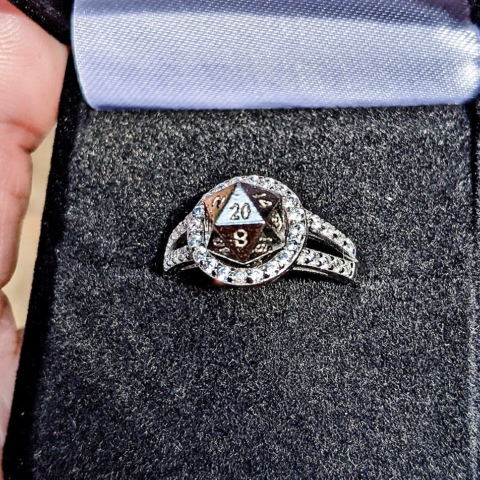 Adjustable Dnd D20 Ring Halo Sterling Silver - Etsy