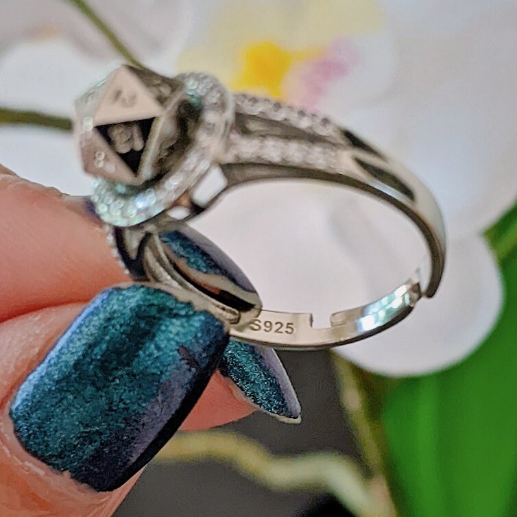 Adjustable Dnd D20 Ring Halo Sterling Silver - Etsy