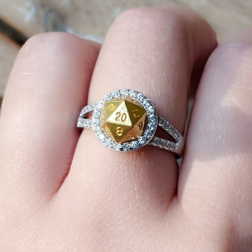 Adjustable Dnd D20 Ring Halo Sterling Silver - Etsy