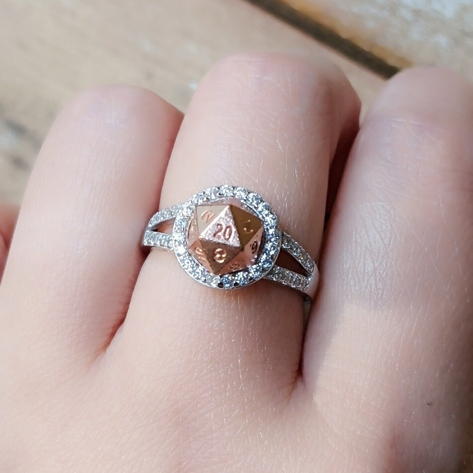 Adjustable Dnd D20 Ring Halo Sterling Silver - Etsy
