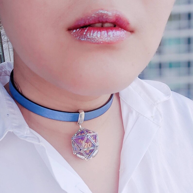 Metallic Choker Necklace D&D Removable D20 | Etsy