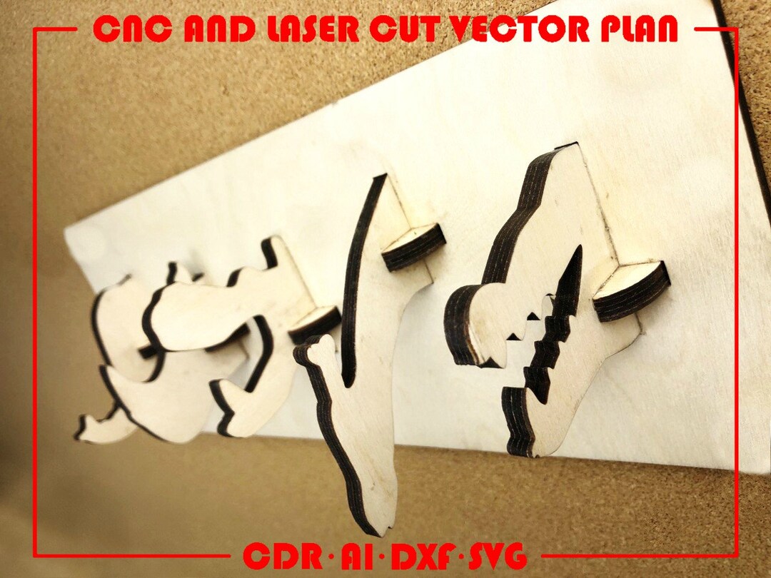 Home Wall Hooks Hangers, Simple Animal Shaped Hooks Hangers Laser Cut ...