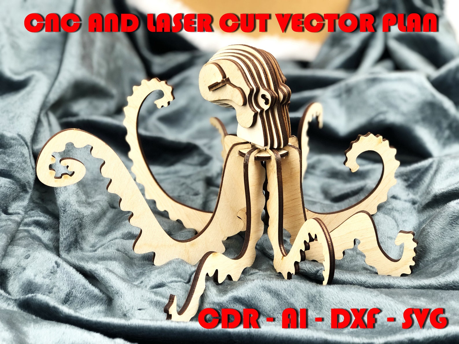 OCTOPUS 3D Vector Kit Puzzle DIY Wooden Gift for Boys Laser Cut Vector ...