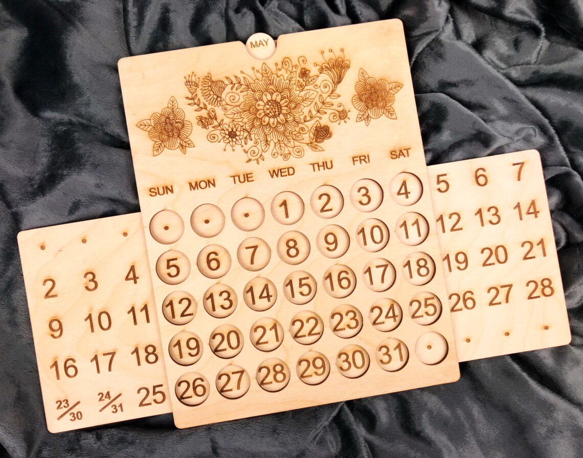 Wall Calendar Home Monthly Perpetual Calendar Eternal Calendar Laser ...