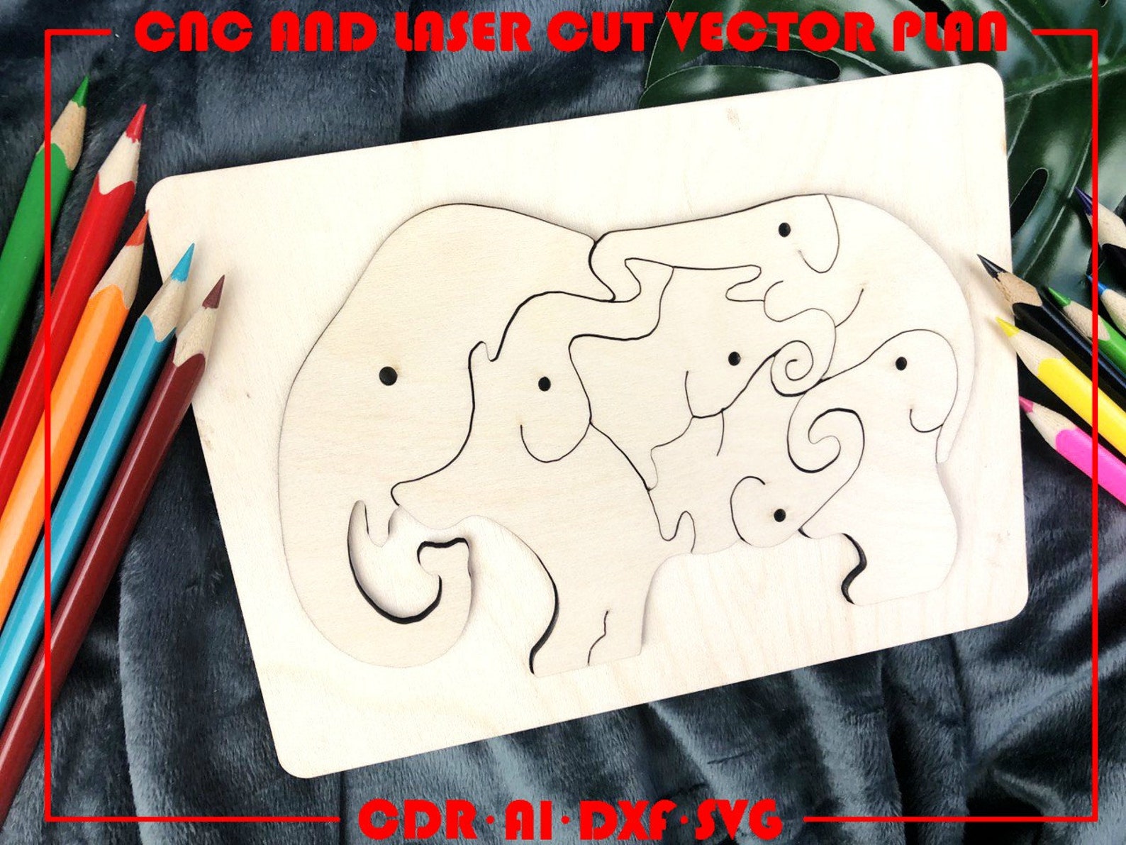 Elephant Puzzle for Child Elephant Puzzle Laser Cut Vector Download ...