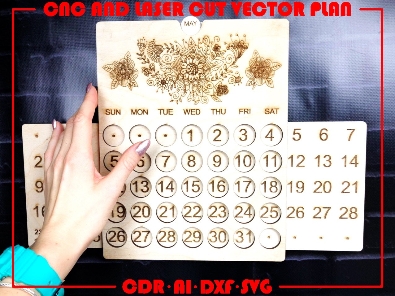 Wall Calendar Home Monthly Perpetual Calendar Eternal Calendar Laser ...