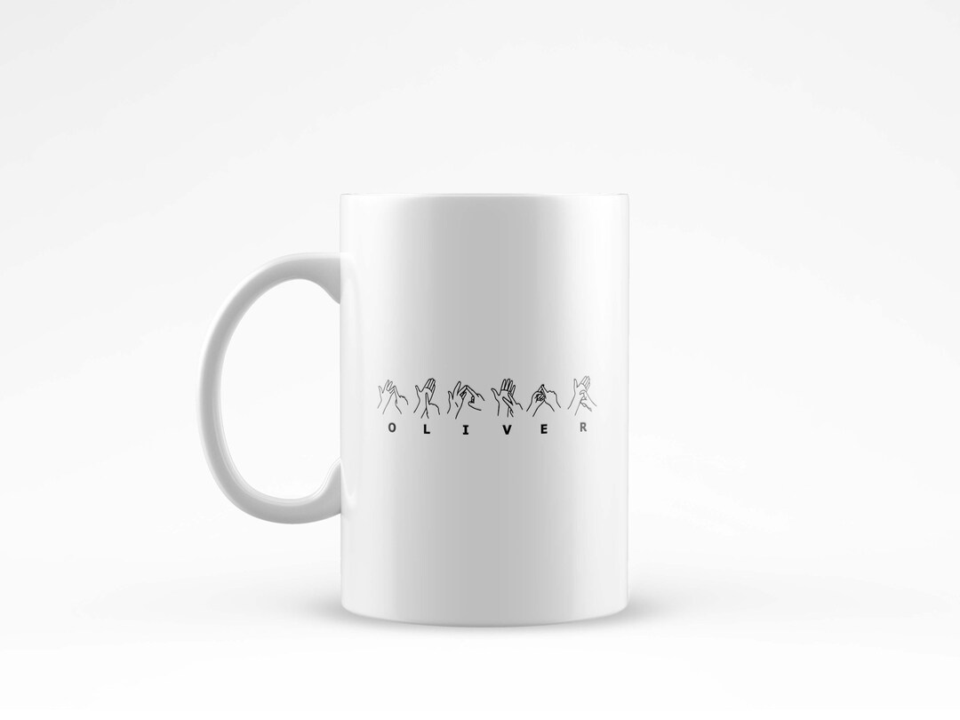 Personalis with your name; BSL Coffee 11oz Ceramic Mug, British Sign ...