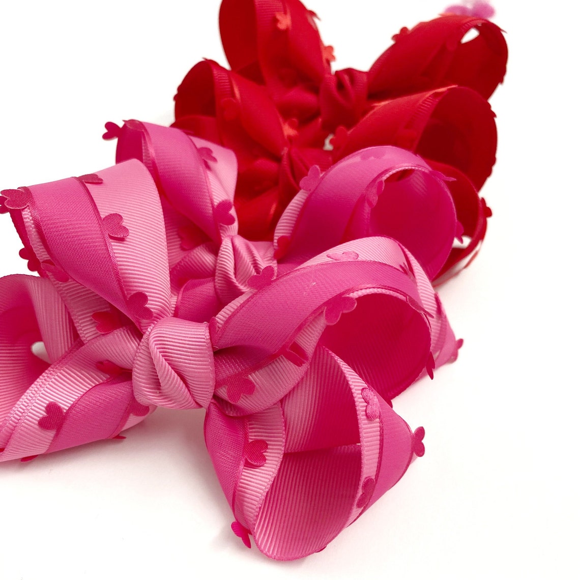Pink Valentine's Hair Bows, 6 Inch Bow, Girls Accessories, Valentine ...