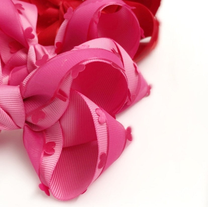Pink Valentine's Hair Bows, 6 Inch Bow, Girls Accessories, Valentine ...